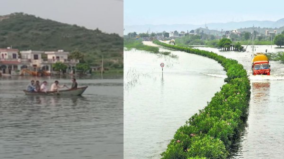 राजस्थान के एनएच 52 पर 20 दिन से पानी का कब्जा, वाहनों की बजाय दौड़ ...