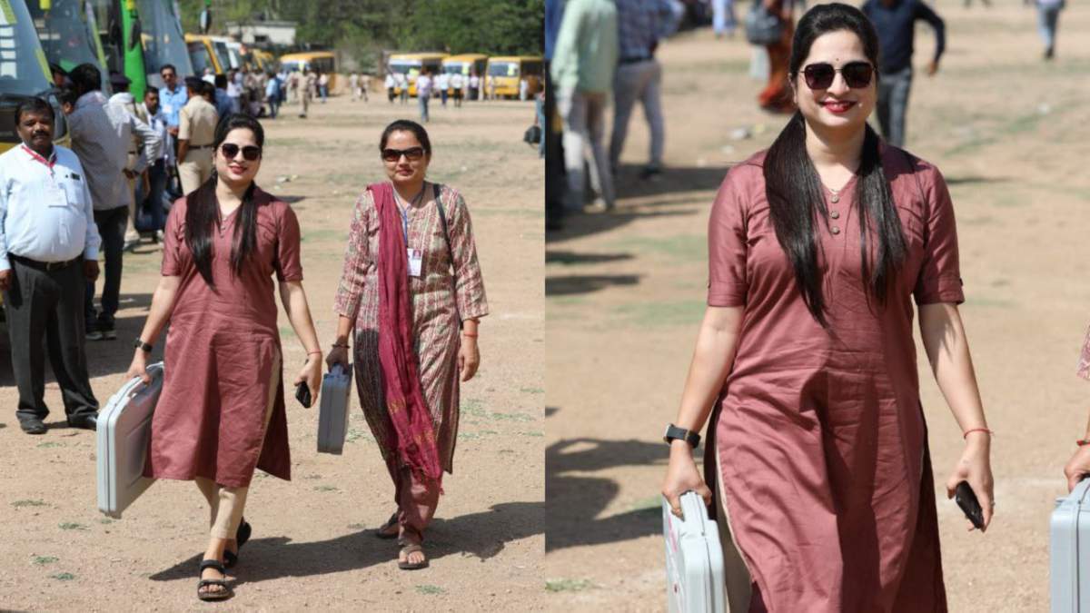 MP Polling Officer: वायरल हो रही है वाइन सूट वाली लेडी पोलिंग अधिकारी ...